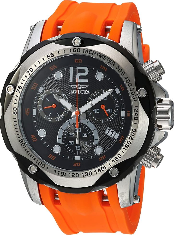 Invicta Men's Speedway Chrono Orange Polyurethane Black Dial Movement ...