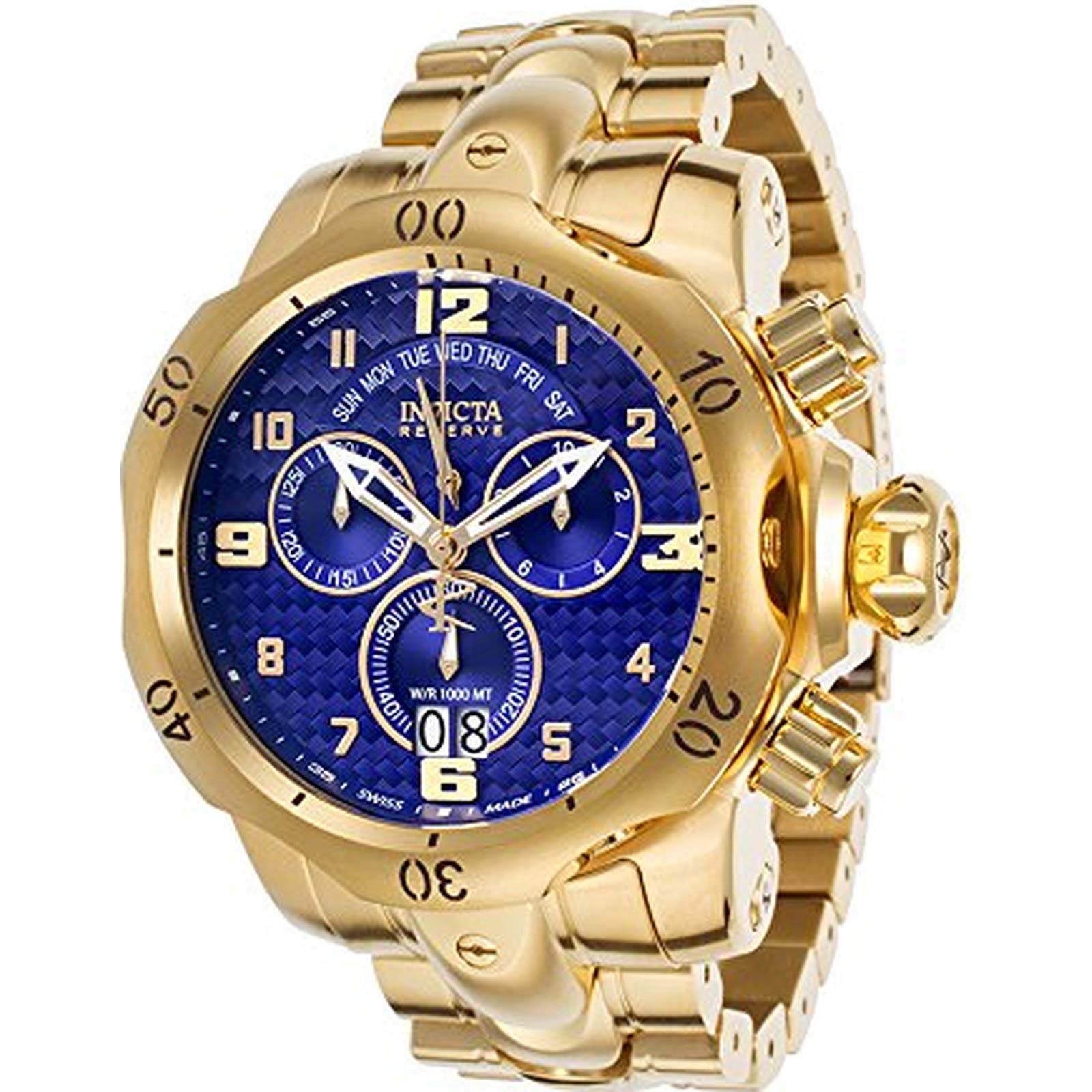 Invicta Men's Venom Reserve Chrono 18K GP SS Blue Carbon Fiber Dial ...
