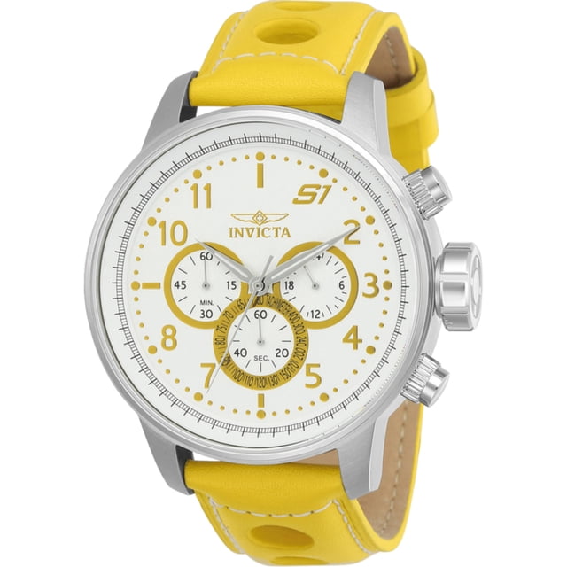 Invicta Mens S1 Rally Quartz Chronograph White, Yellow Dial Watch ...