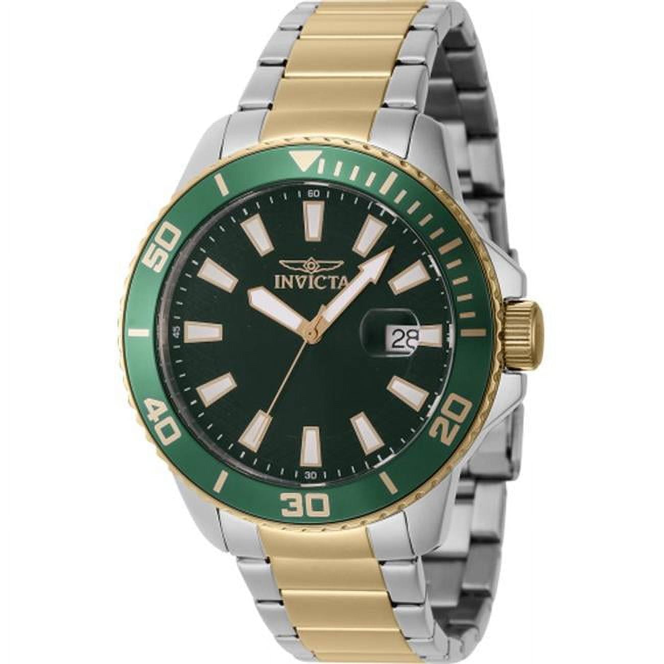 Invicta Pro Diver 46072 Men's Two Tone Green Bezel Analog Round Date ...