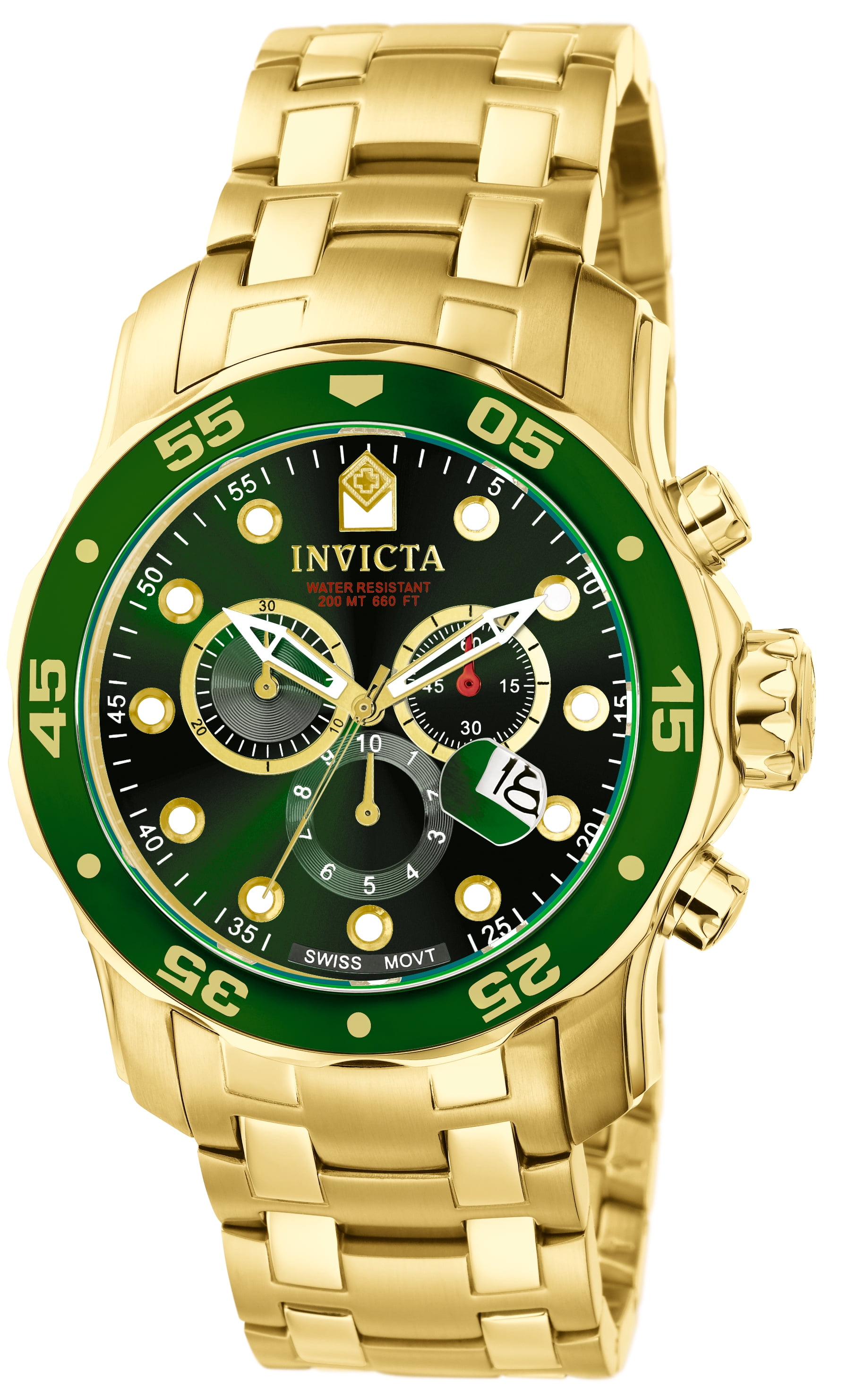 Invicta Men's 0075 Pro Diver Chronograph 18k Gold-Plated Watch ...