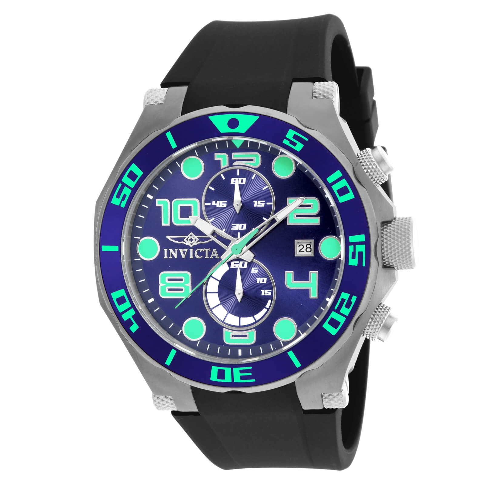 Invicta Pro Diver Chronograph Blue Dial Black Polyurethane Men's Watch ...