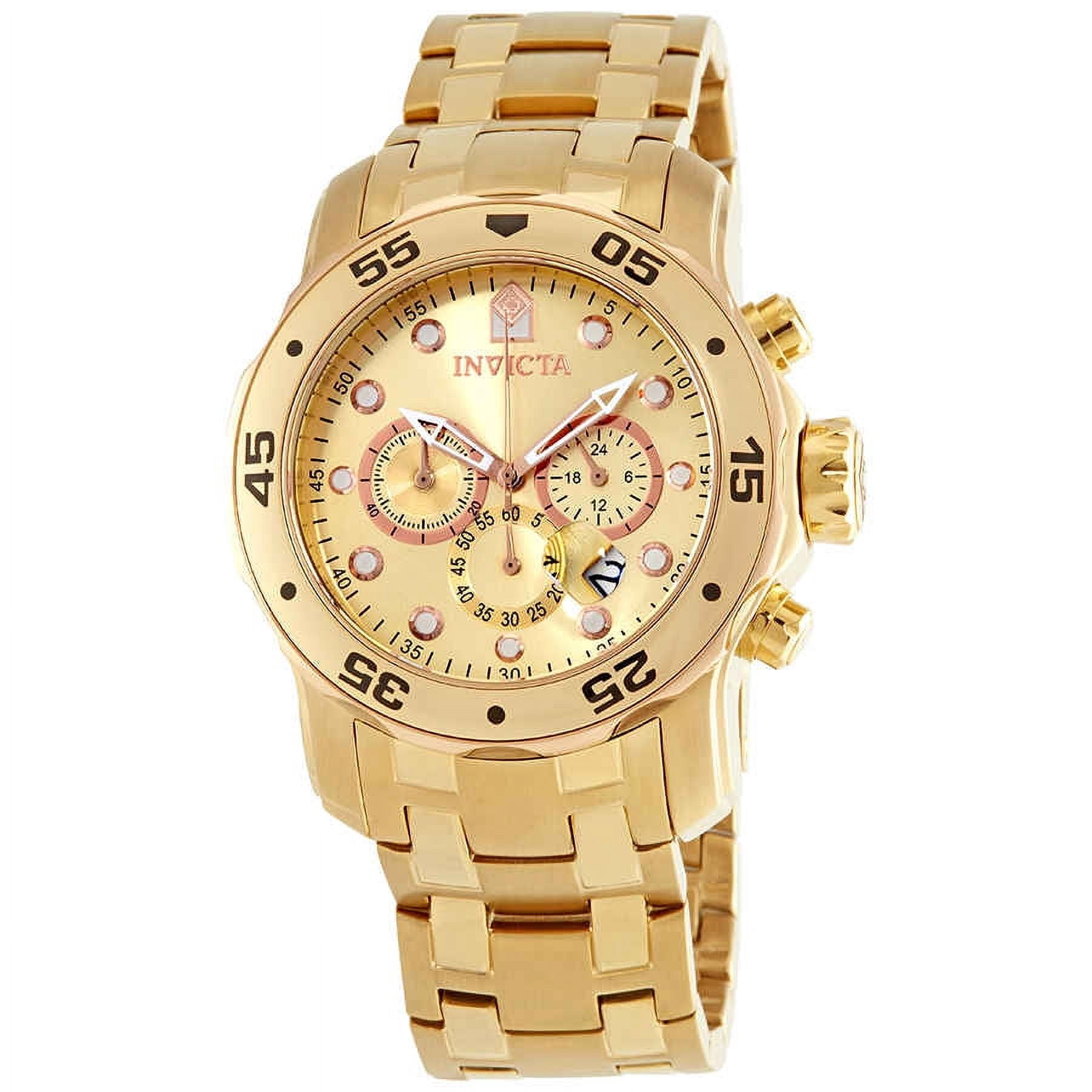 Invicta Pro Diver Chronograph Champagne Dial Gold-plated Men's Watch ...