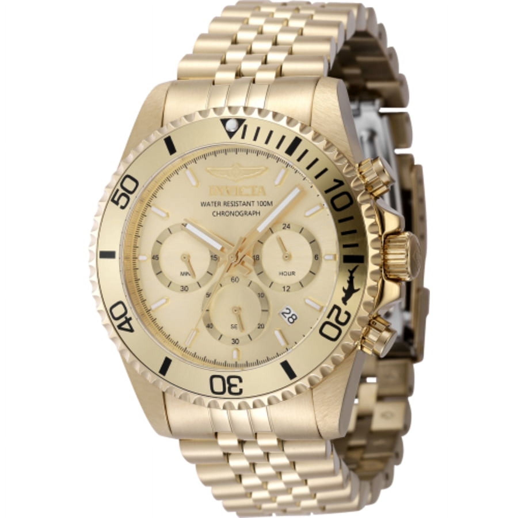 Invicta Pro Diver Chronograph GMT Quartz Gold Dial Men's Watch 48382 ...