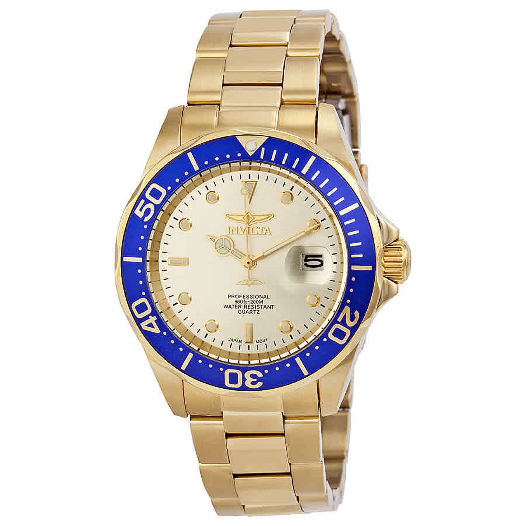 Invicta Pro Diver Light Champagne Dial Gold Ion-plated Men's Watch ...