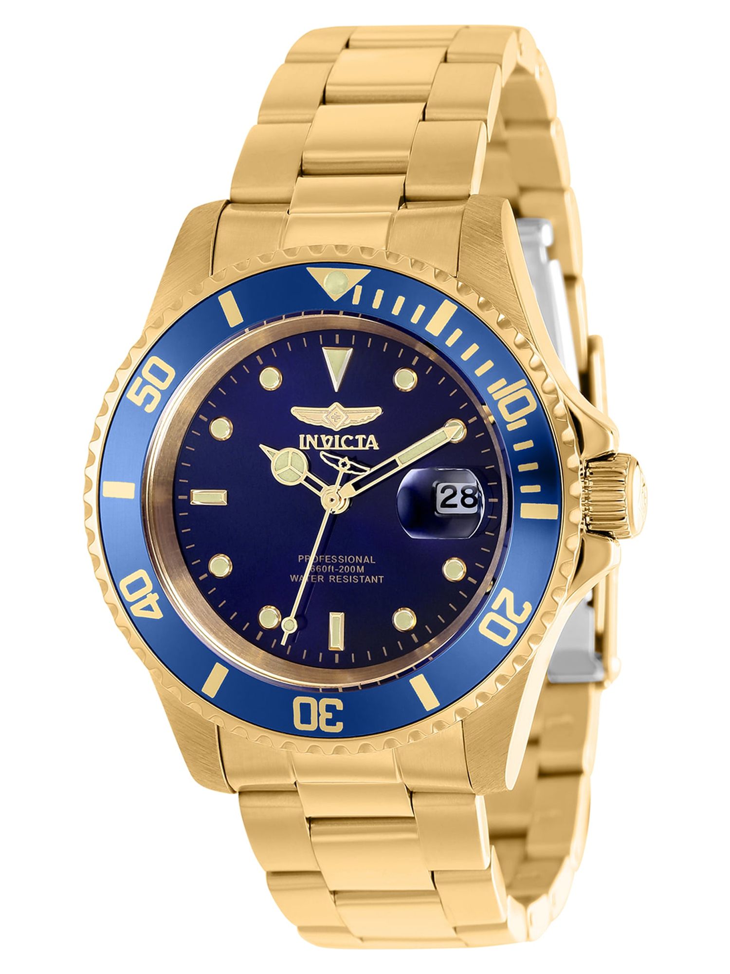Invicta Men's 0074 Pro Diver Scuba Champagne Dial Gold Steel Bracelet ...