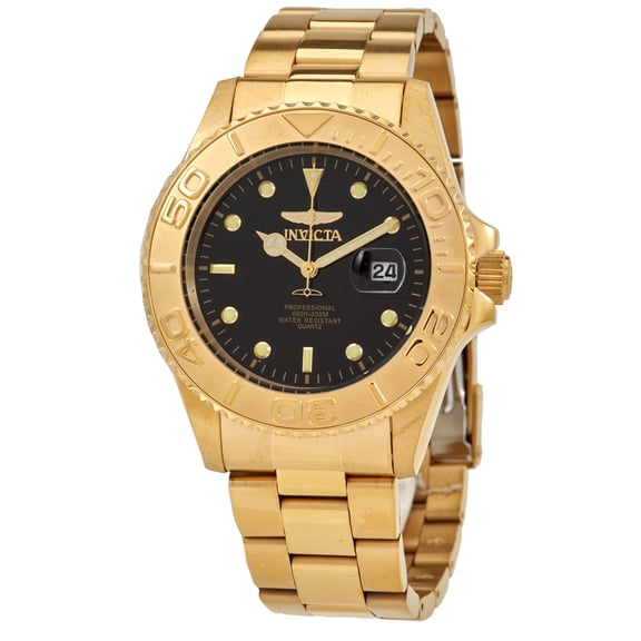 INVICTA Pro Diver Men 40mm Stainless Steel Gold Black dial PC32 Quartz ...