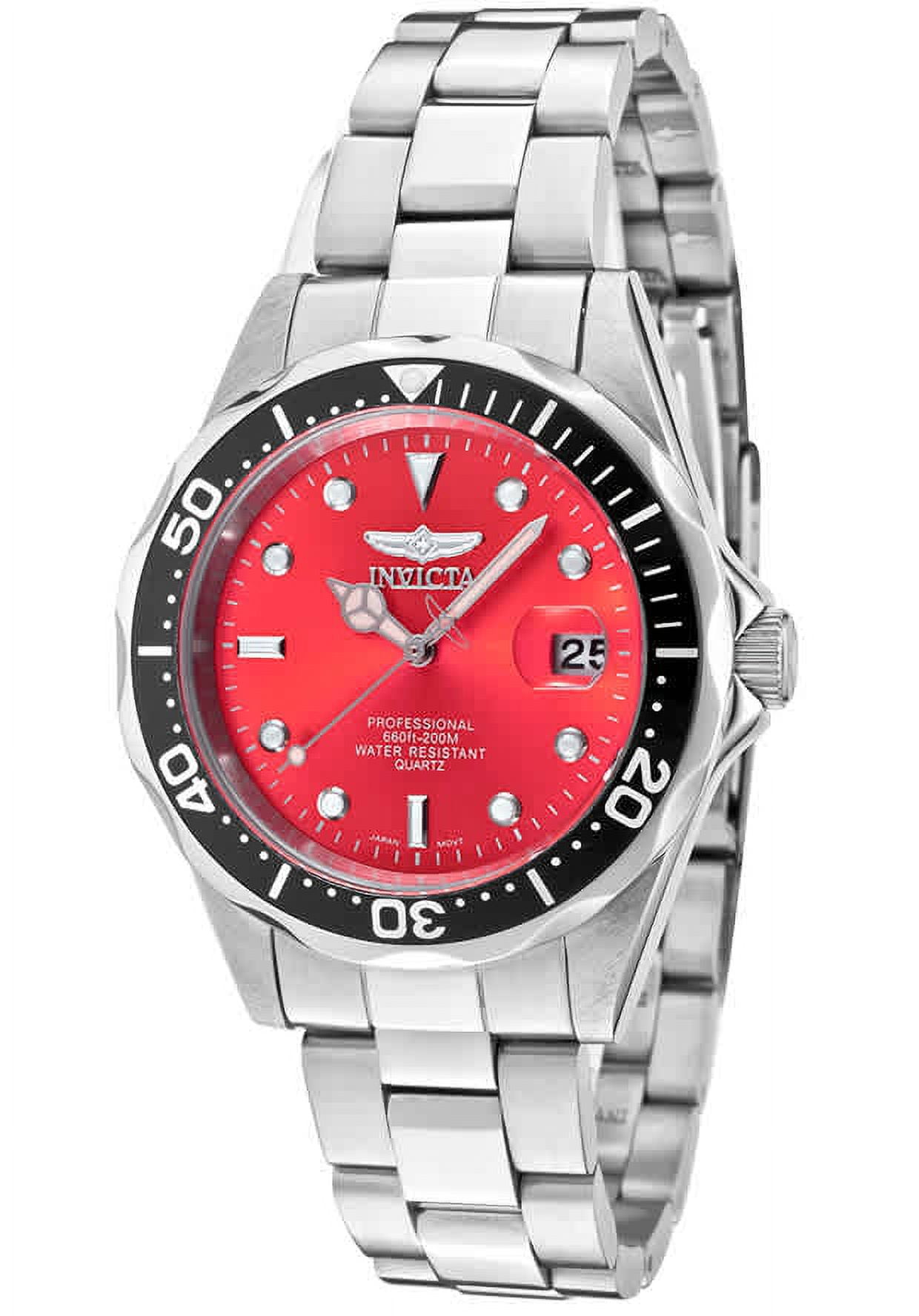 Invicta Pro Diver Quartz Red Dial Stainless Steel Men's Watch 10666 ...