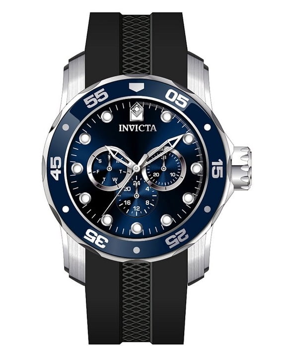 Invicta Pro Diver Scuba GMT Silicone Strap Blue Dial Quartz 45722 100M ...
