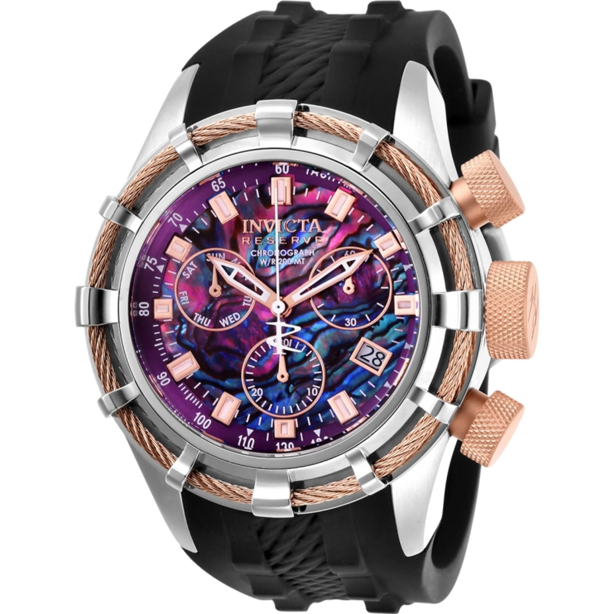 Invicta Reserve Men's 50mm Bolt Quartz Chrono Abalone Dial Watch Purple ...