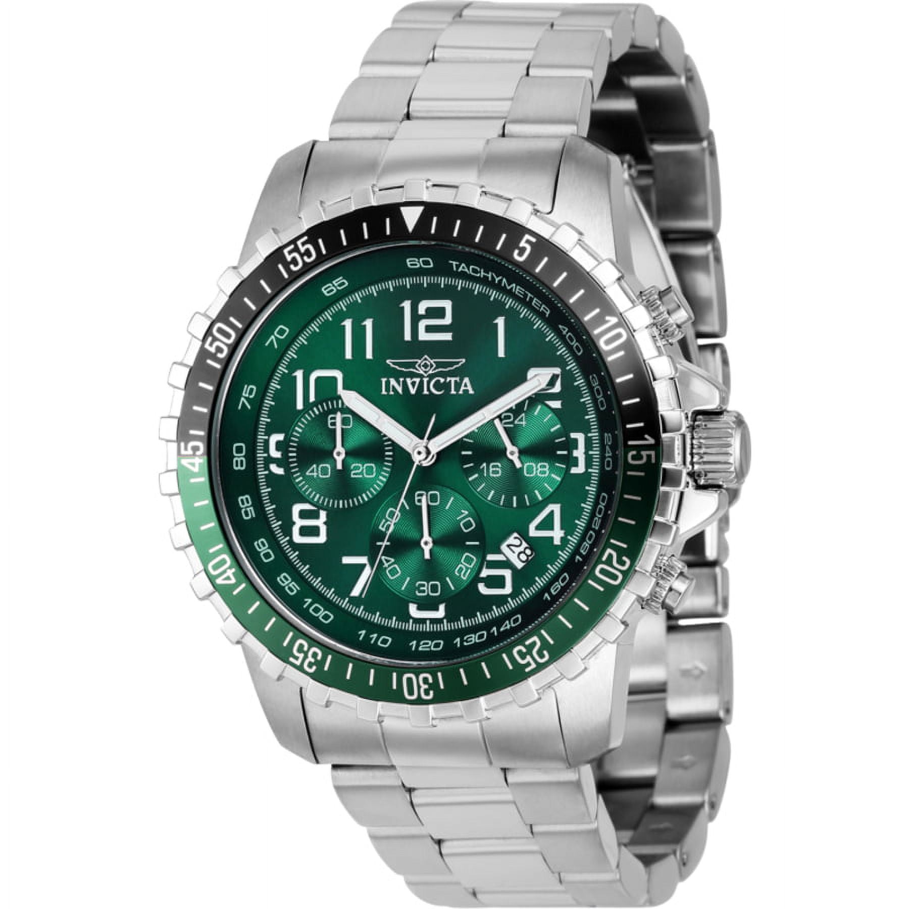 Invicta Specialty Chronograph Quartz Green Dial Sprite Bezel Men's ...