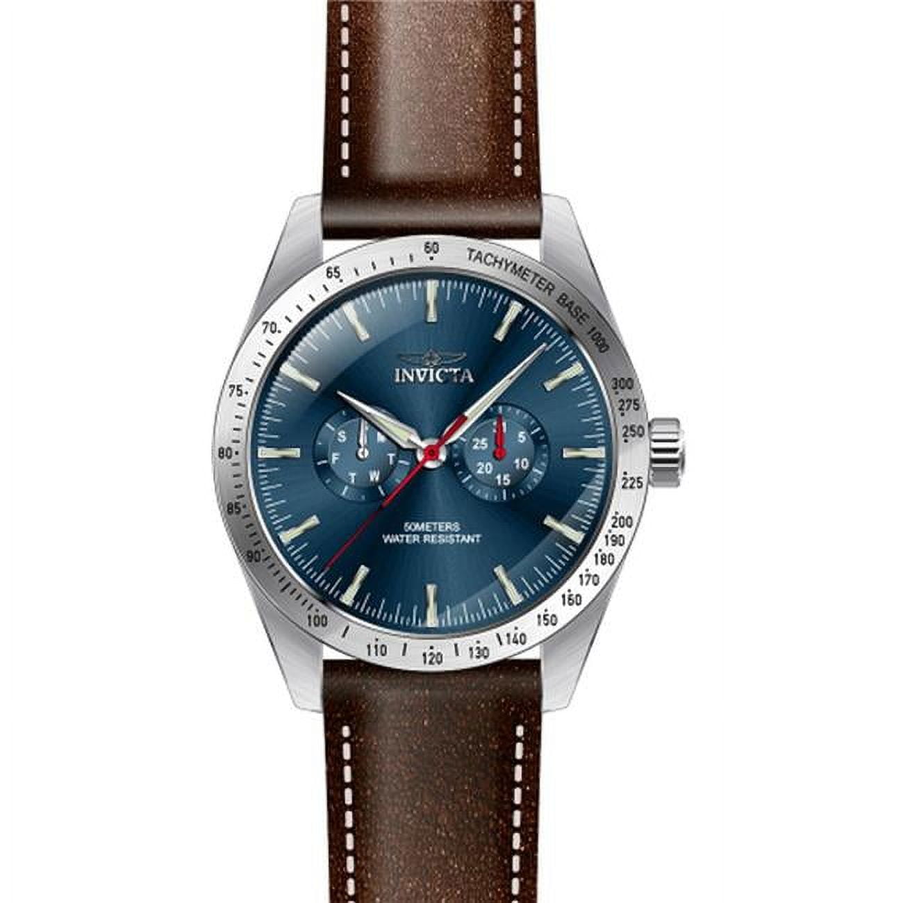 Invicta Specialty Tachymeter Leather Strap Blue Dial Quartz 45978 Men's ...
