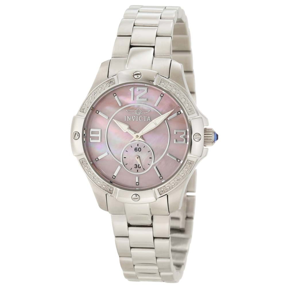 Invicta Women's 10219 Angel Diamond Accented Pink MOP Dial Stainless ...