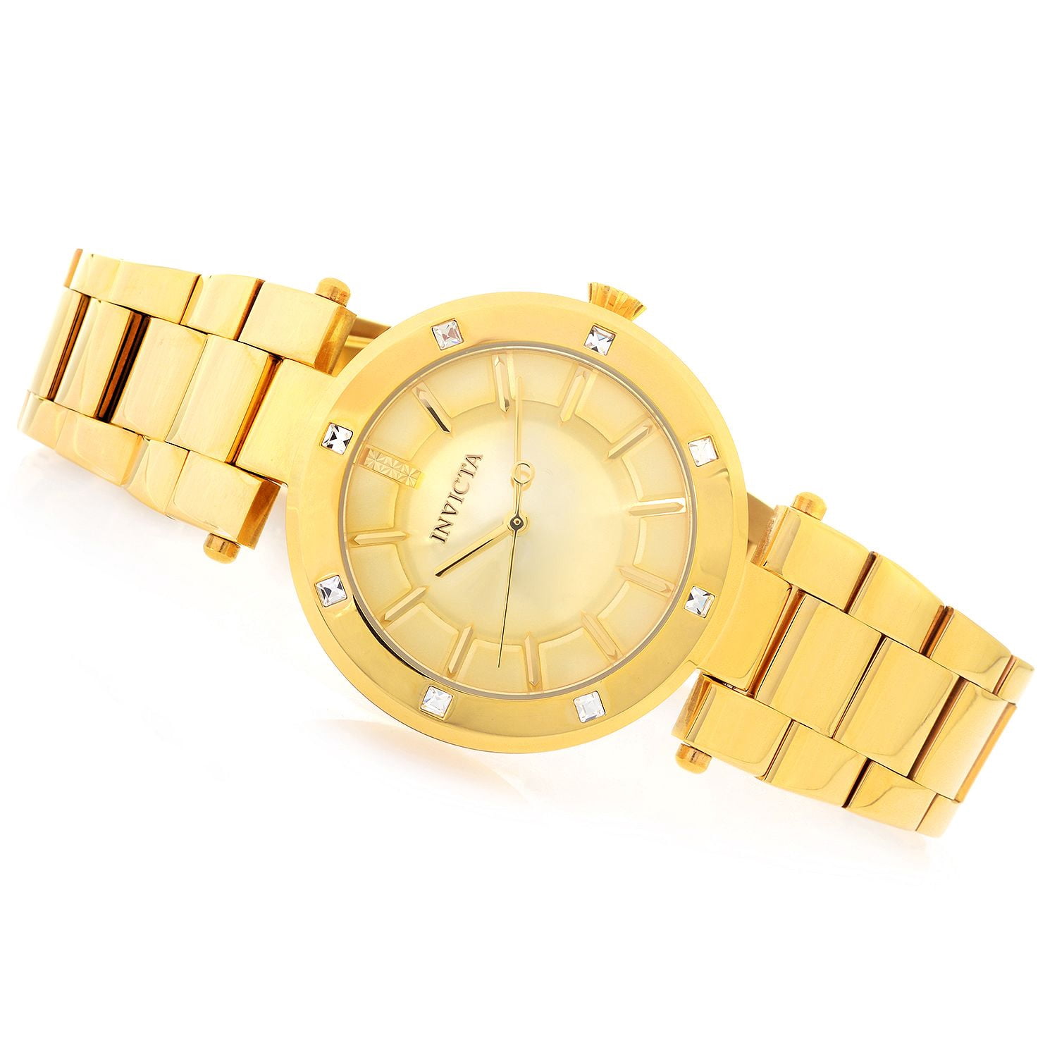 Invicta Women's 23728 Angel Gold Dial Crystal Accented Stainless Steel ...