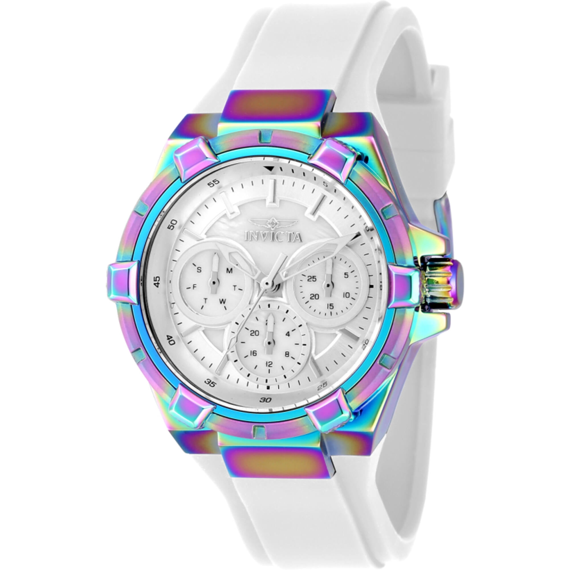 Invicta Women's 37308 Aviator Quartz White Silicone Strap Chronograph ...