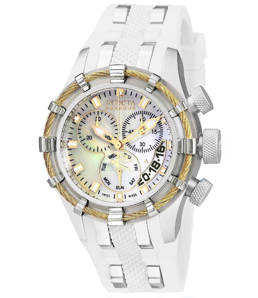 Invicta Women's 6945 Reserve White Rubber Strap Chronograph Watch ...