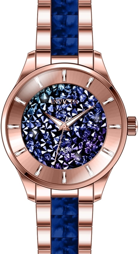 Invicta Women's Angel Blue Steel Bracelet & Case Quartz Analog Watch ...