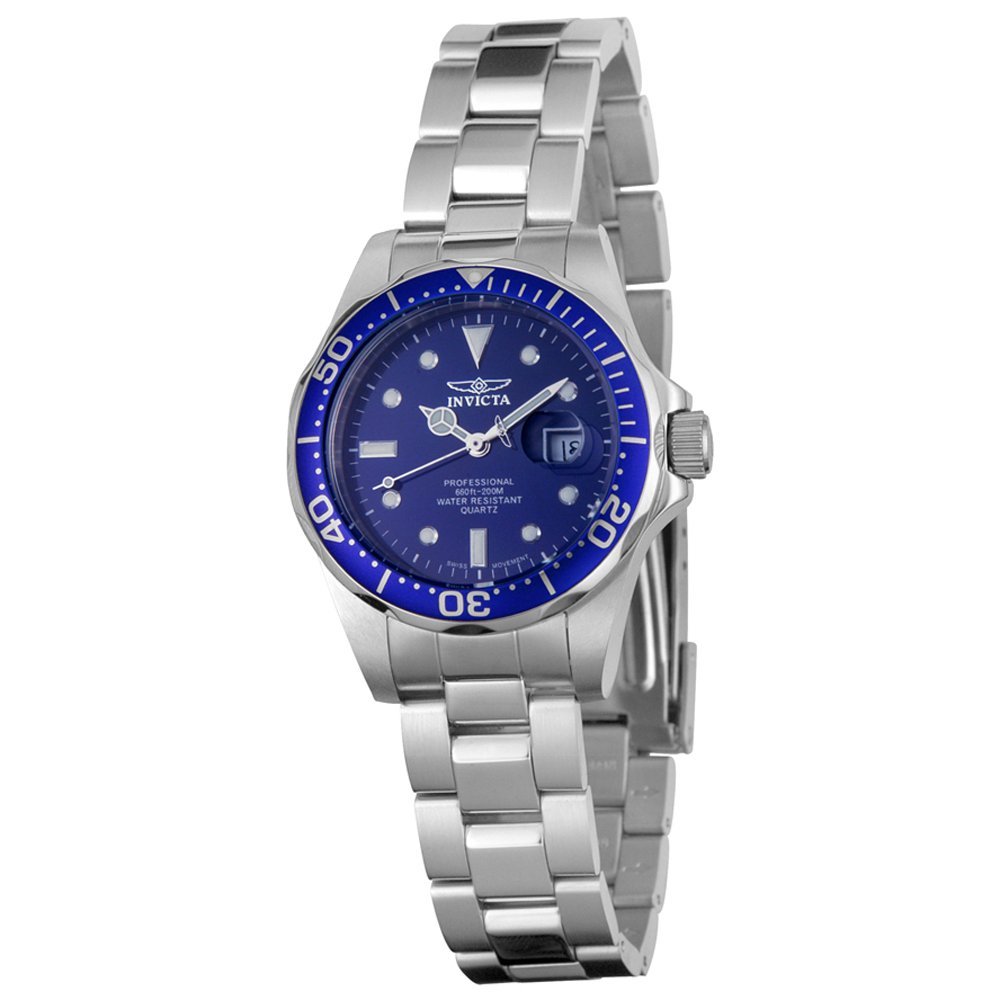 Invicta Women's Pro Diver Quartz Watch, Silver-Tone Stainless Steel ...