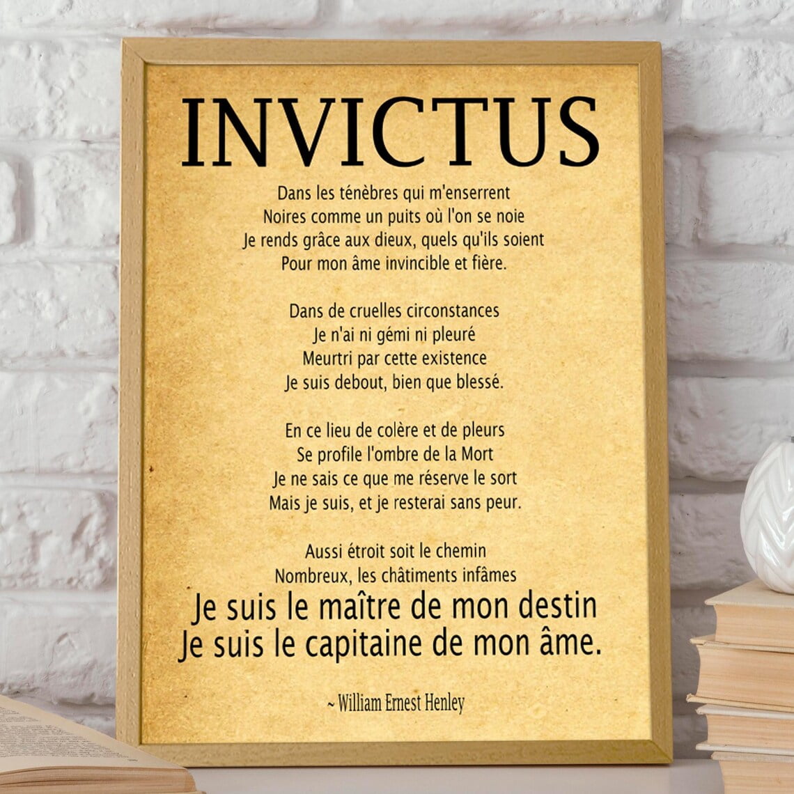 Invictus Par William Ernest Henley Invictus Poeme En Francais Wall Art ...