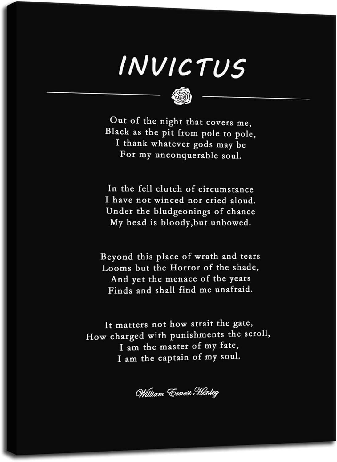 Invictus Poem Quotes Inspirational Canvas Wall Art Inspire Poster ...