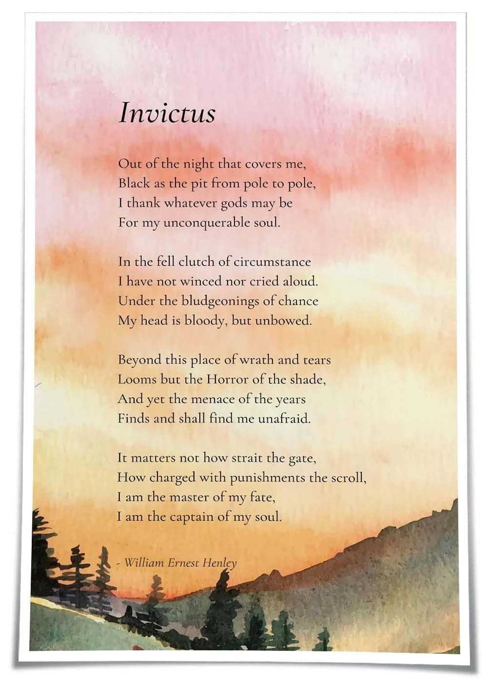 Invictus Poem Wall Art Poster Canvas for Living Room Wall Decorative ...