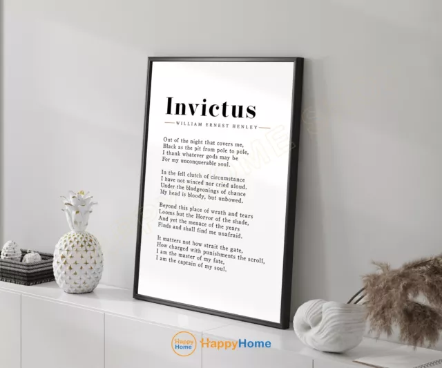 Invictus Poem Wall Art William Ernest Henley Literary Book Page Print ...