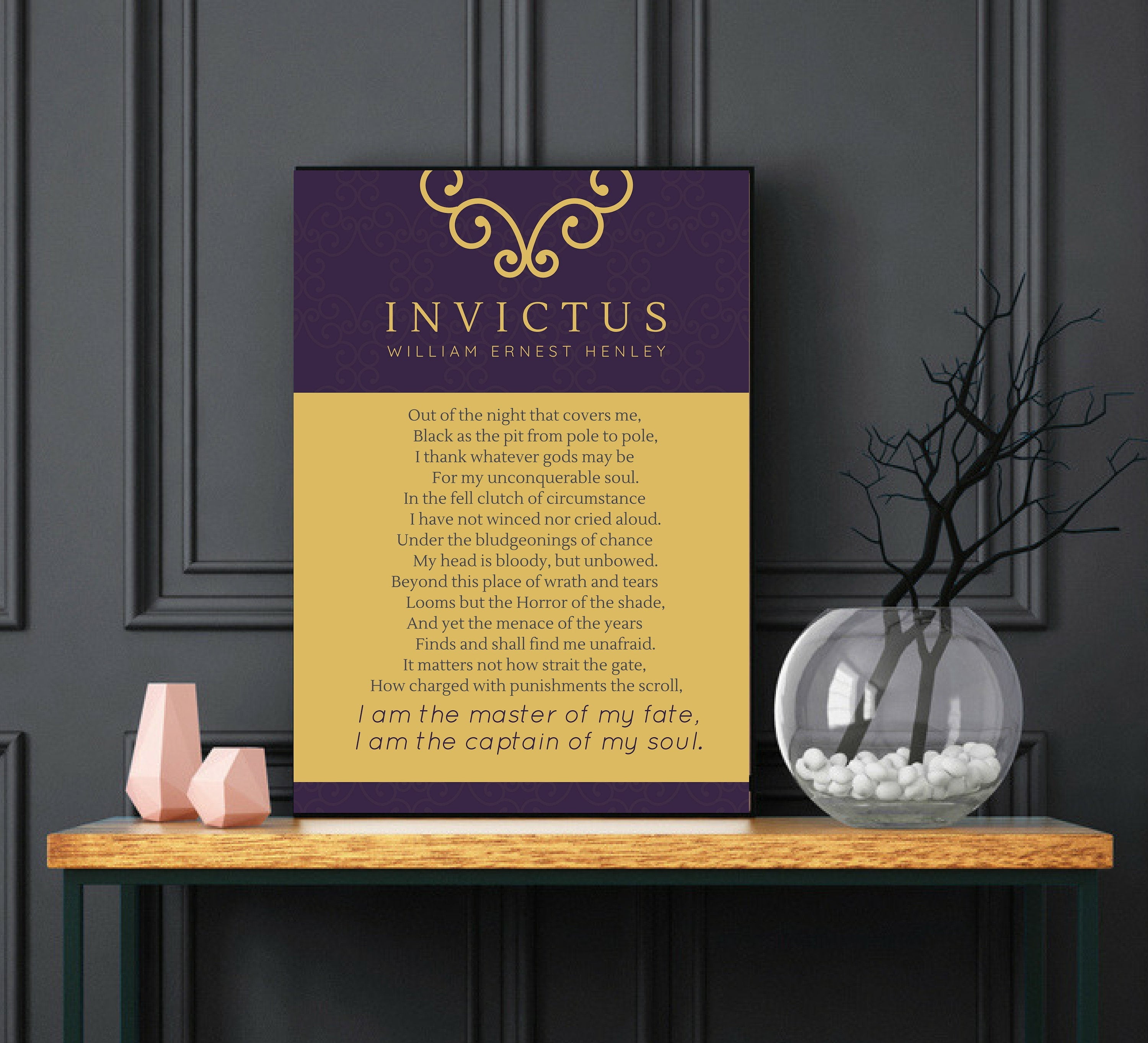 Invictus Poem William Ernest Poem framed picture frame - Walmart.com