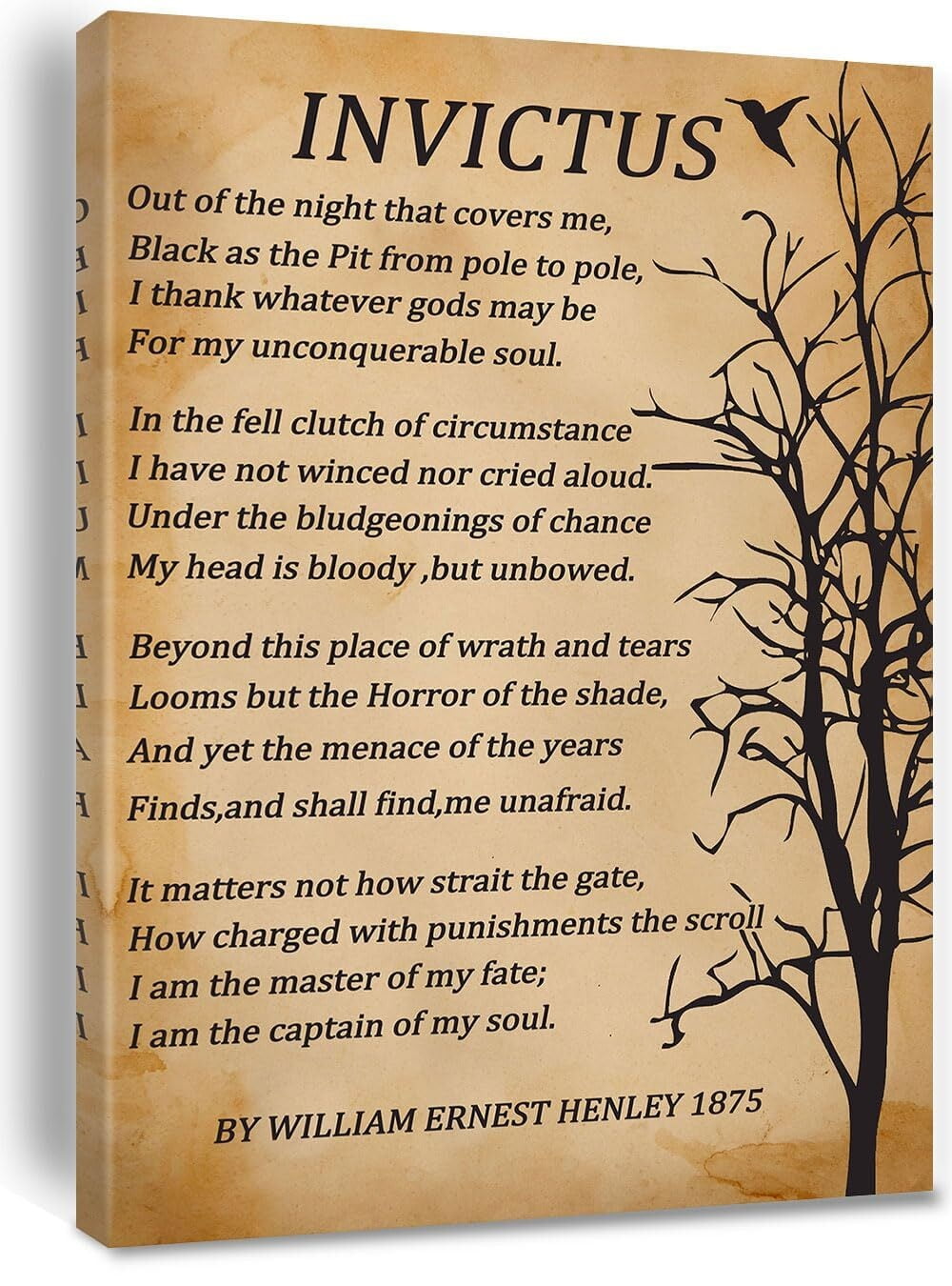 Invictus Print Canvas poster Inspirational Wall Art Home Office Dorm ...