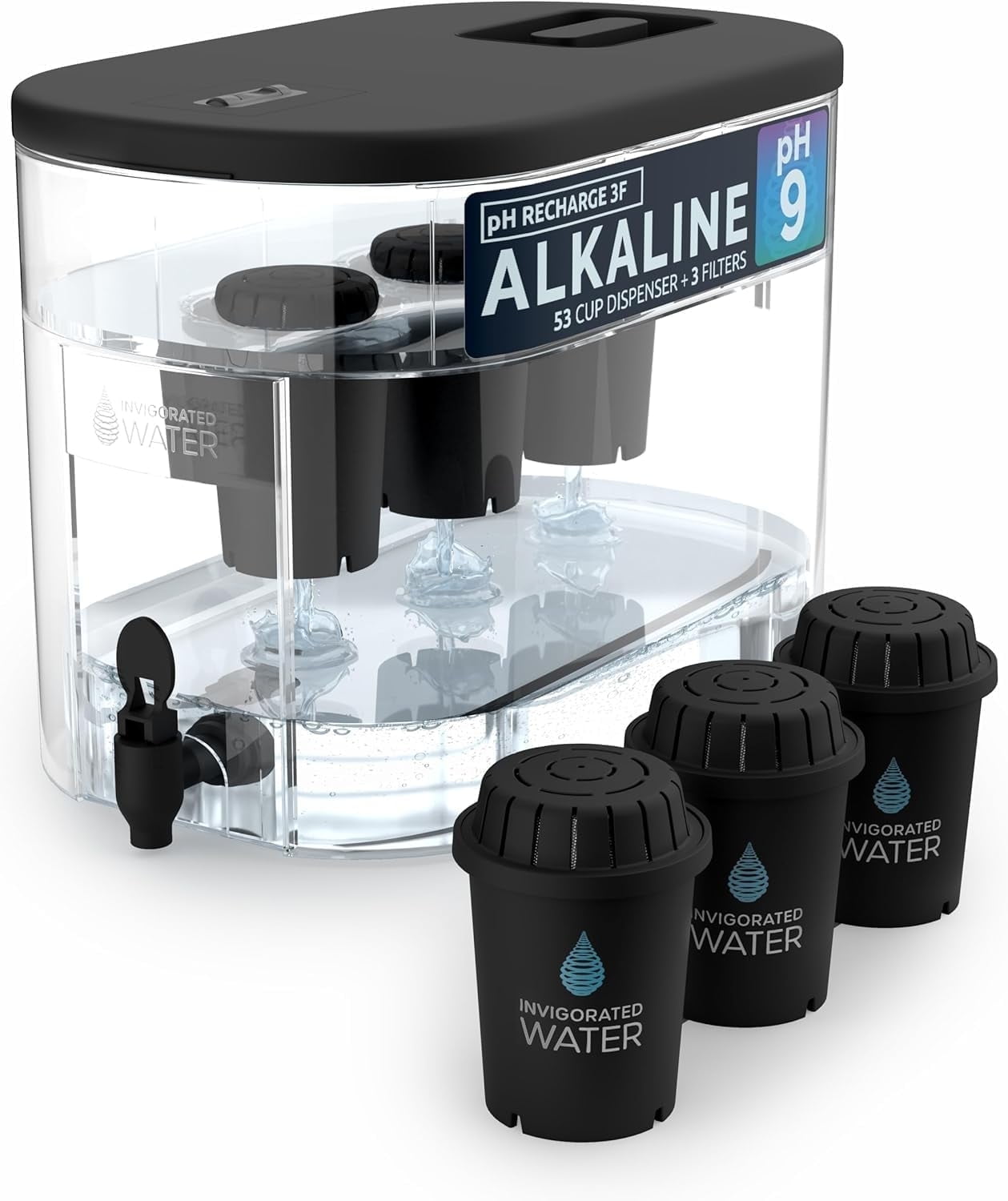Invigorated Water Alkaline Countertop Water Filter Dispenser, 53-Cup, 3 ...