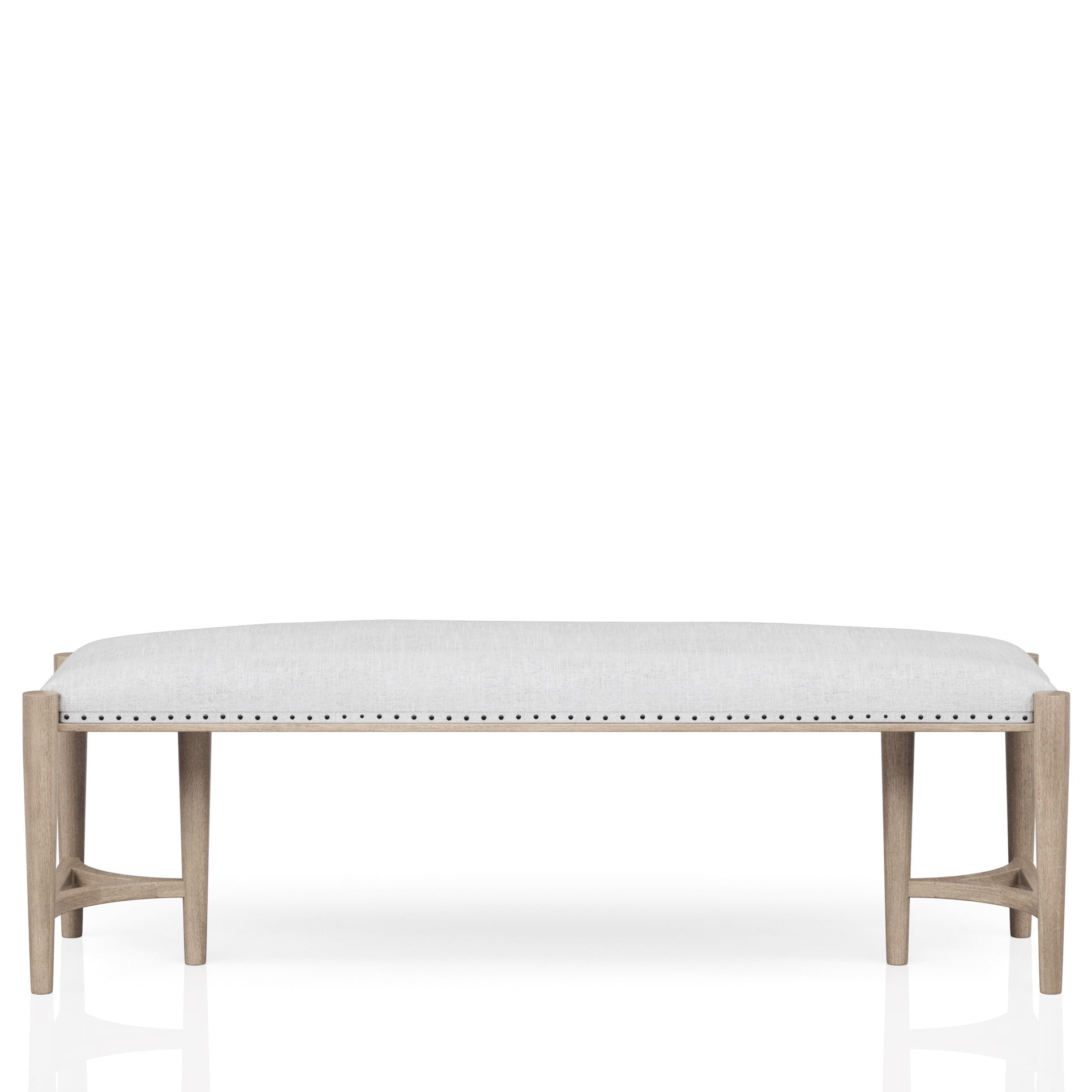 Invigorating Sand Colored Bench, Upholstered Seat, Triad Bases ...