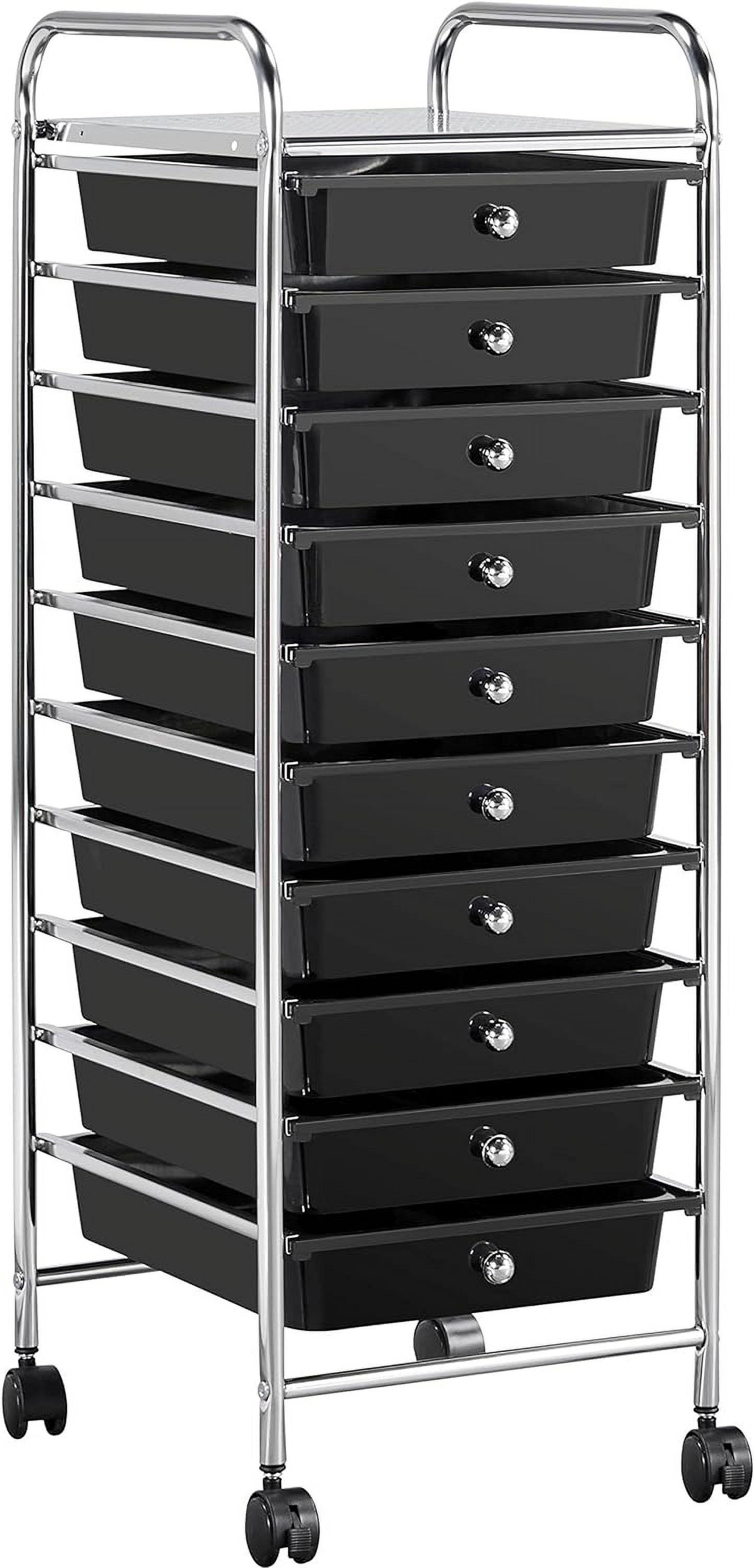 Invigoration 10 Drawer Cart Rolling Plastic Storage Cart and Organizer ...