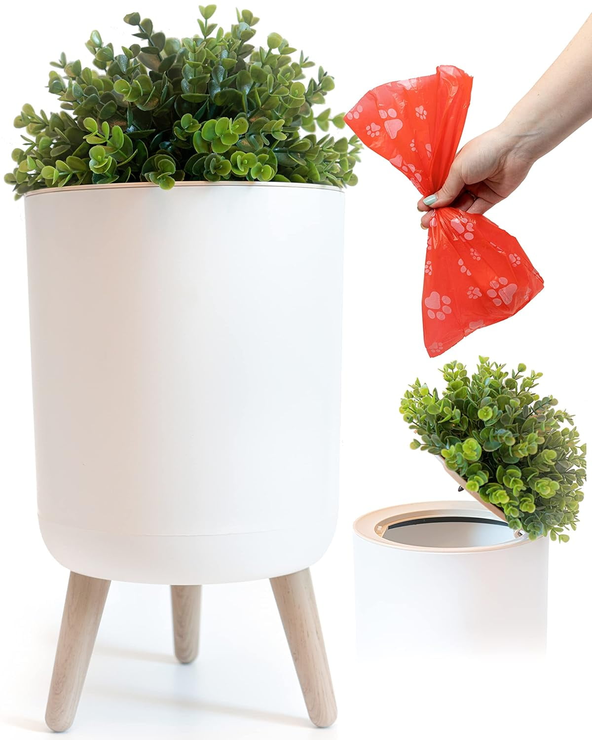 Invigoration Small Outdoor Trash Can with Lid - Dog Poop Trash Can ...