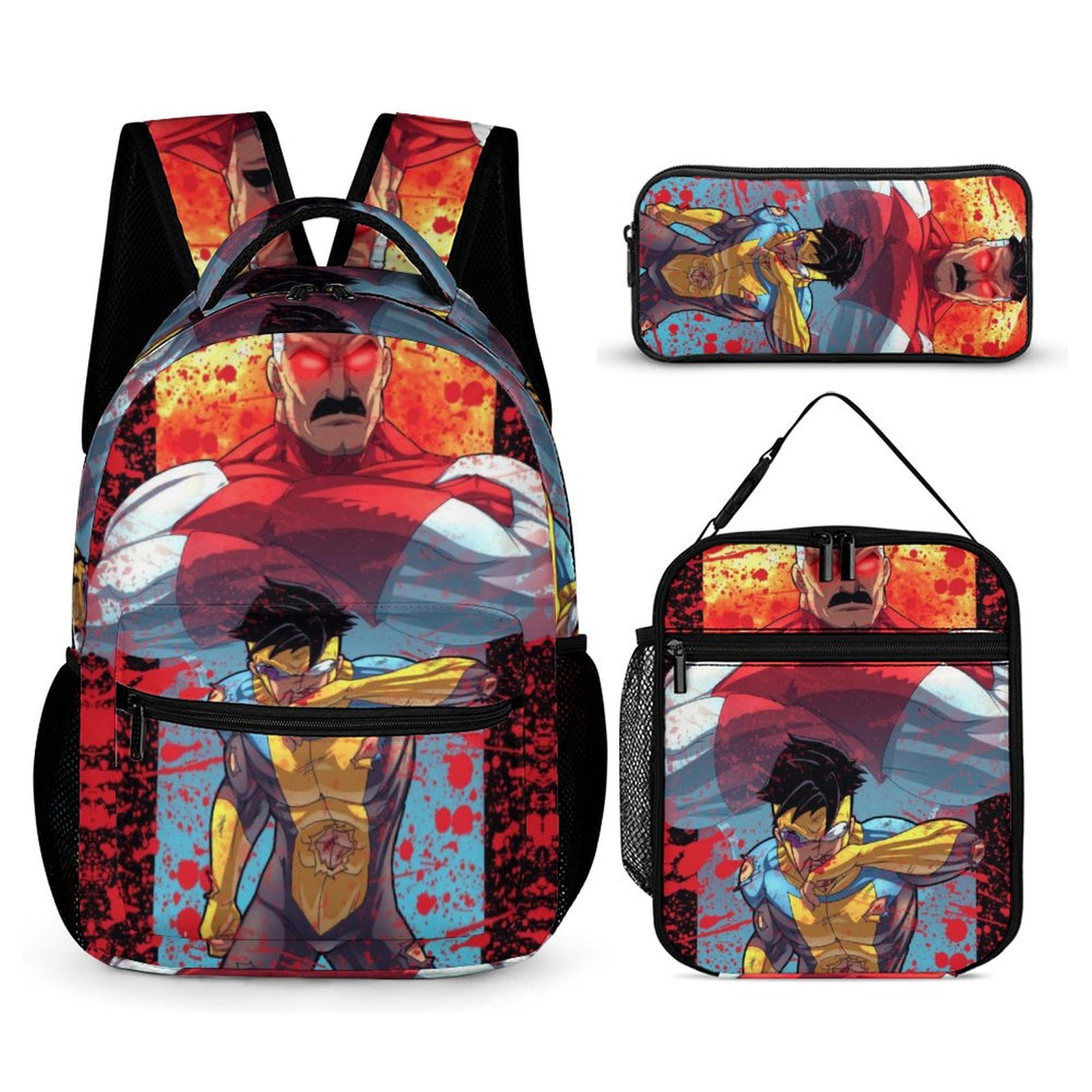 Invincible 3 Pcs Backpacks Set with Thermal Insulated Lunch Tote Purse ...