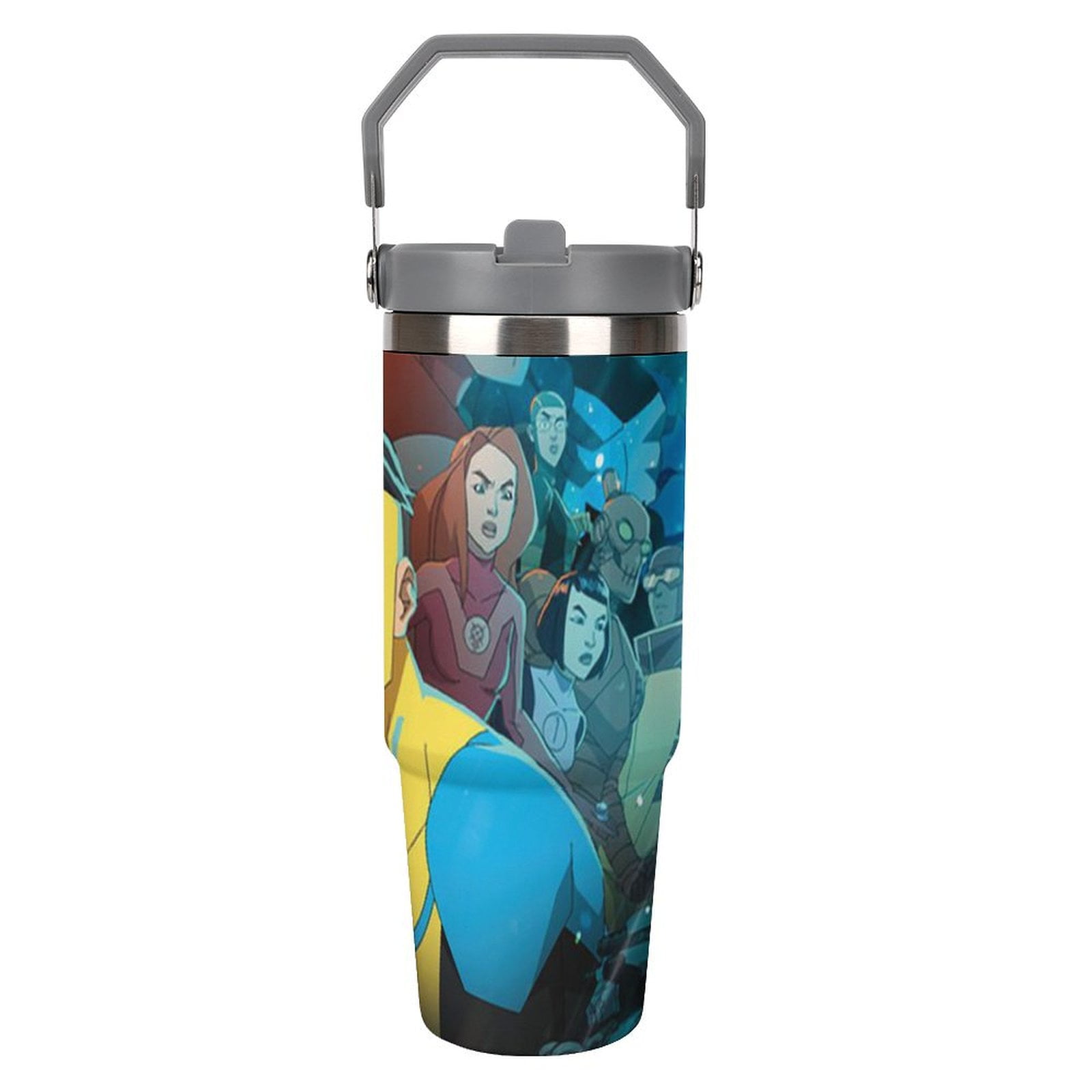 Invincible 30oz Stainless Steel Tumblers with Flip Straw & Handle ...