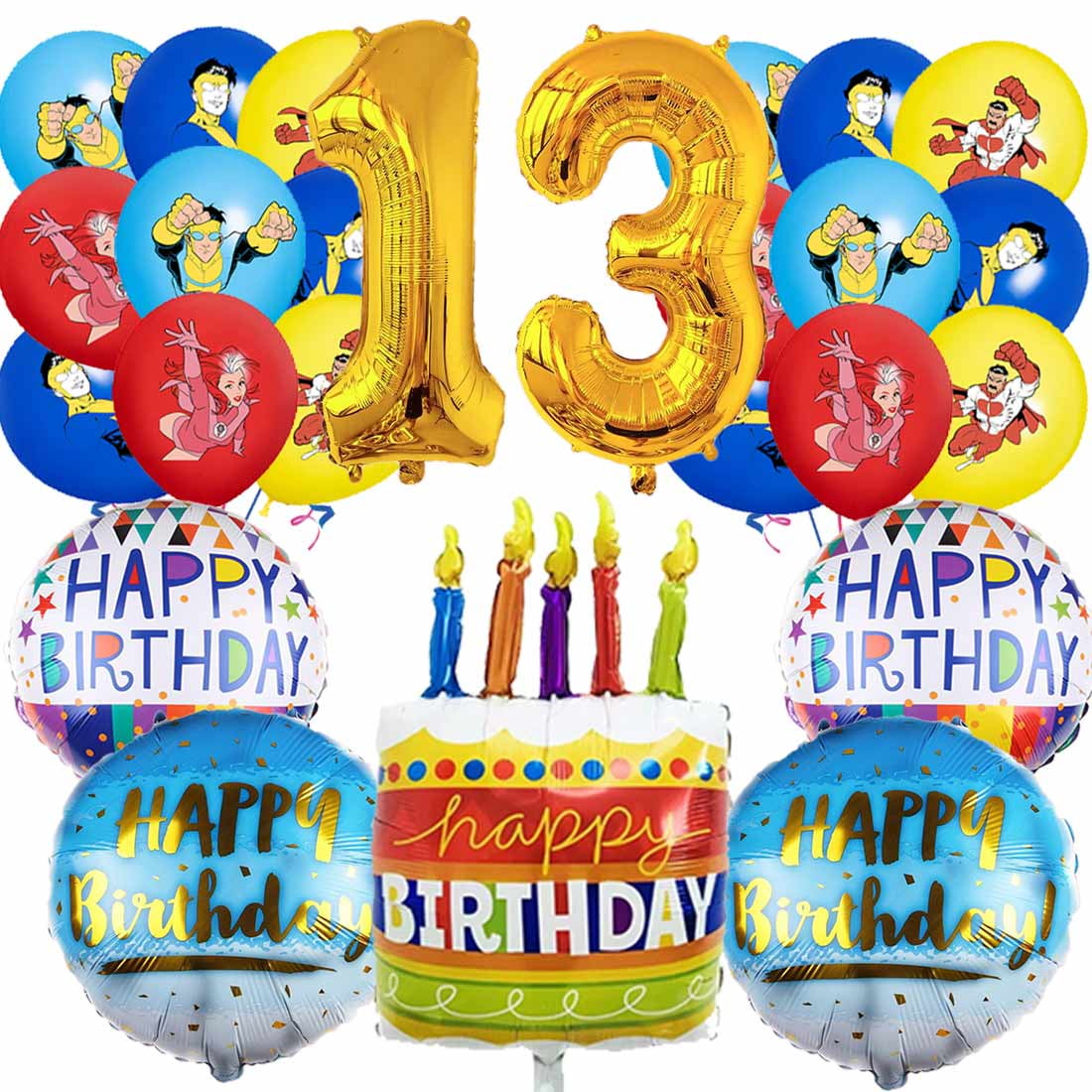 Invincible Balloons Party Supplies 13th Big Number Decorations Decor ...