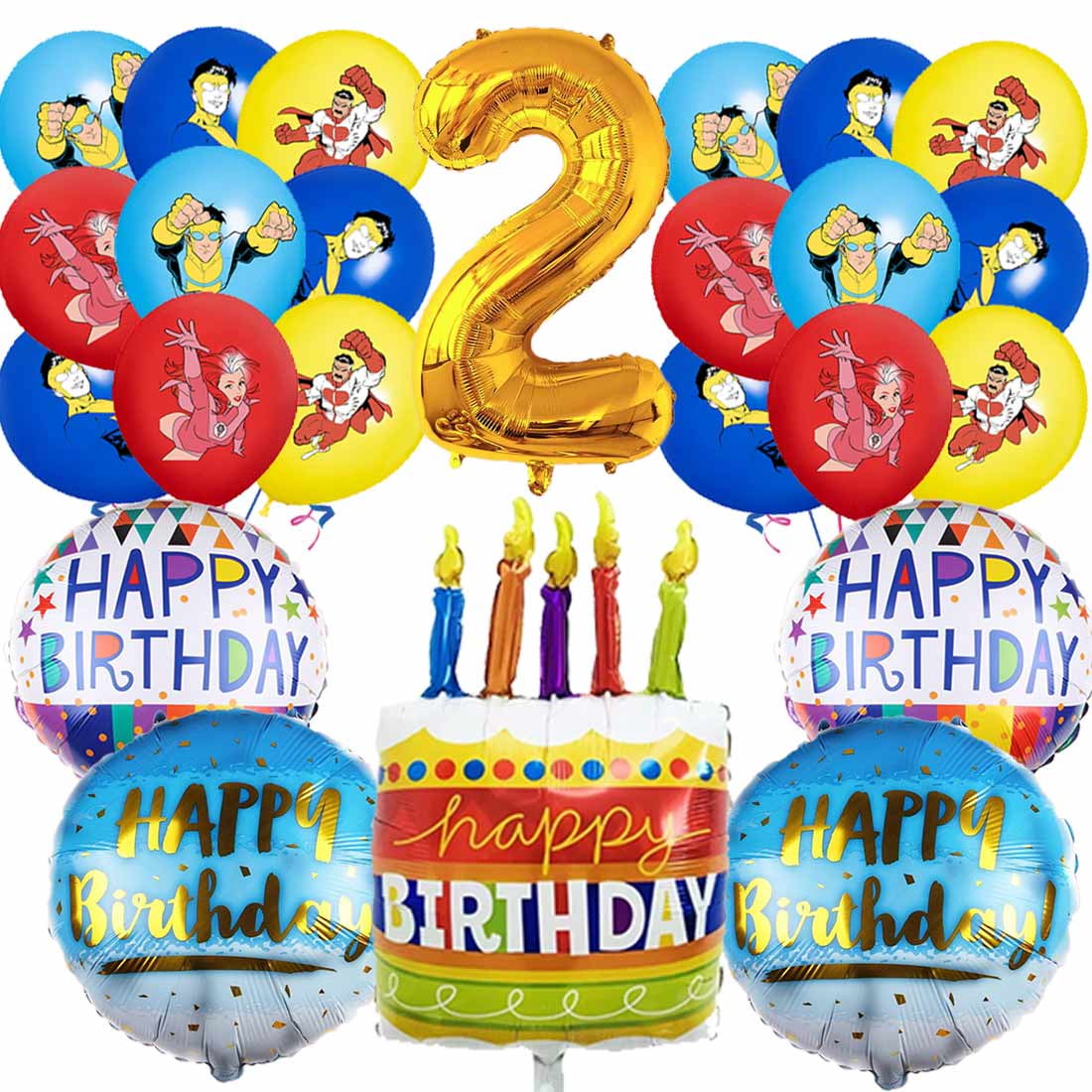 Invincible Balloons Party Supplies 2nd Big Number Decorations Decor Kit ...