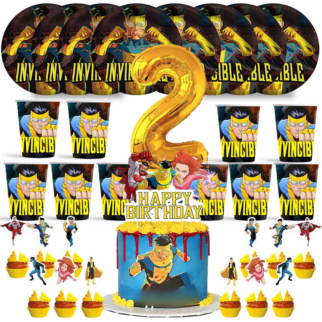 Invincible Birthday 2nd Cups Party Supplies Plates Fans Decorations ...