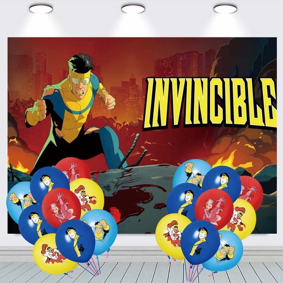 Invincible Birthday Balloons Party Supplies Banner Backdrop Background ...