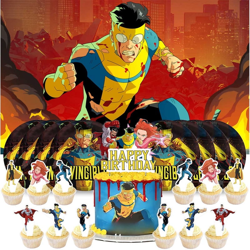 Invincible Birthday Supplies Plates Decorations Decor Backdrop Banner ...