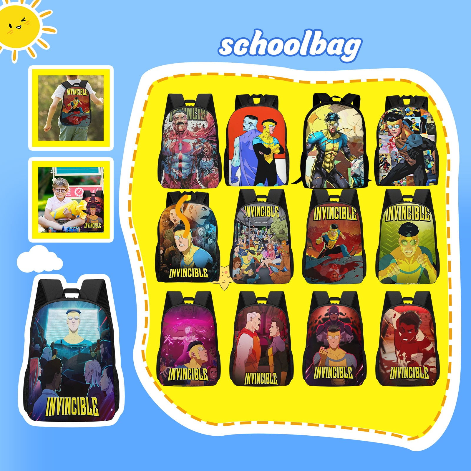 Invincible Cartoon Backpack for School 1PC Backpack Large Invincible ...