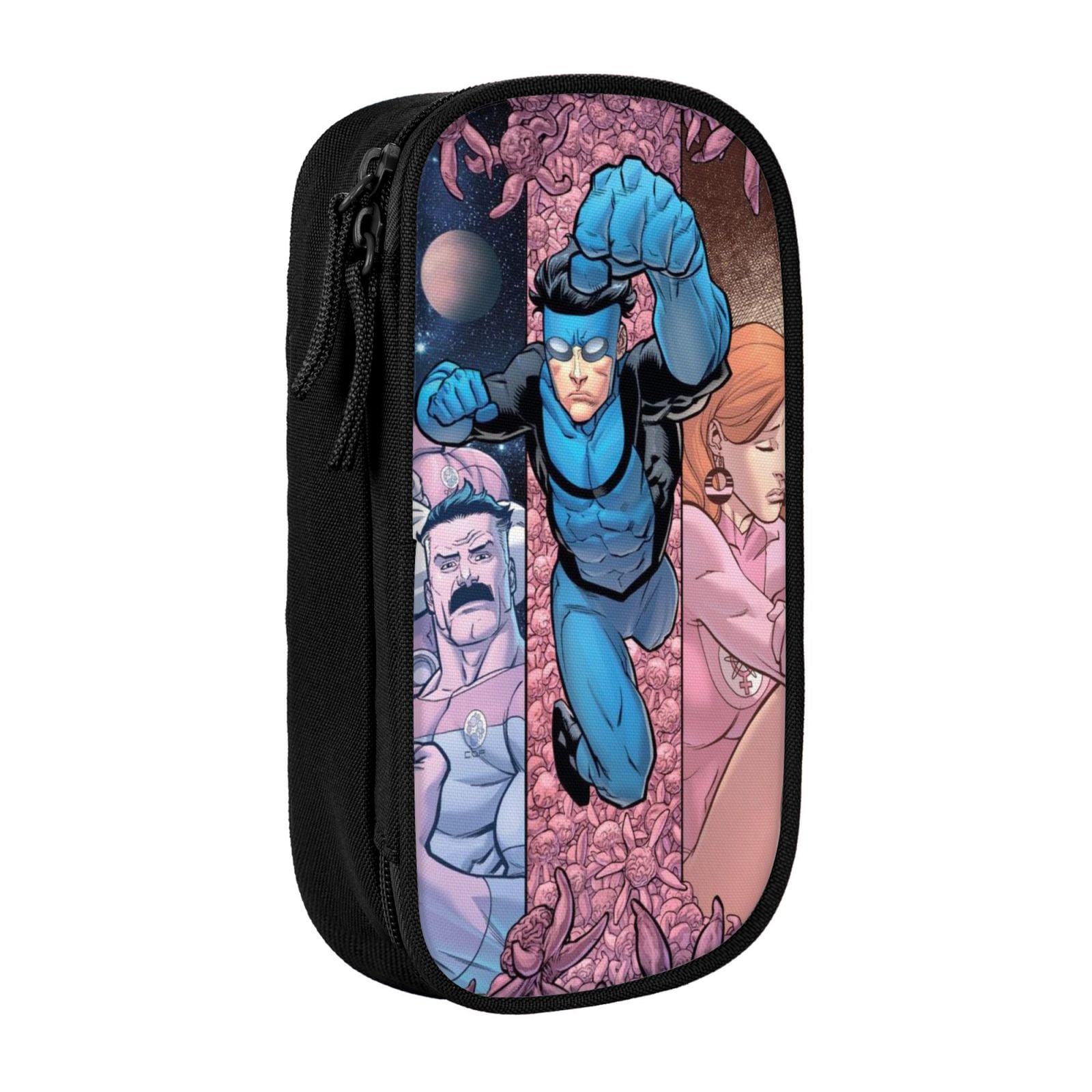 Invincible Double Layer Large Capacity Pencil Bag with Zipper Compartments, Marker Storage Pouch ...