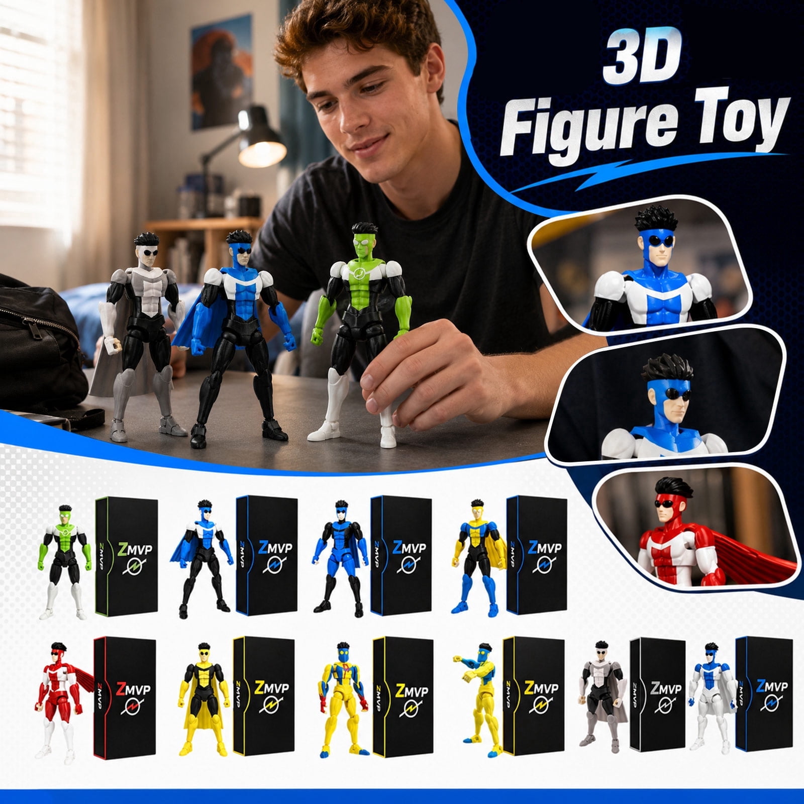 Invincible Masked Mark 3D Printed Action Figure, Fully Articulated ...