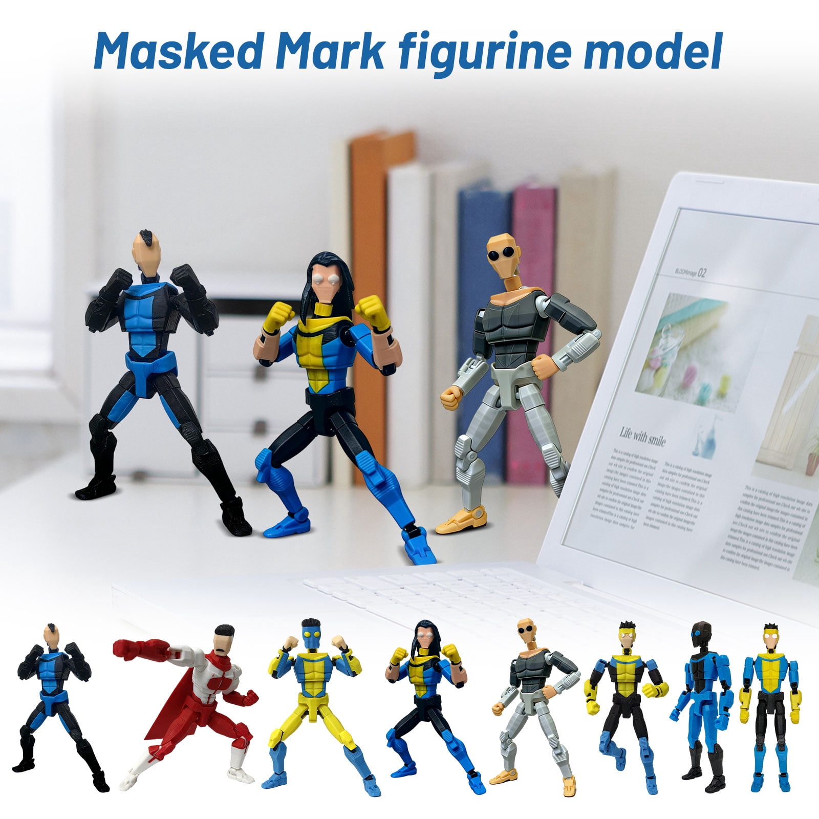 Invincible Masked Mark 3D Printed Action Figure, Fully Articulated ...