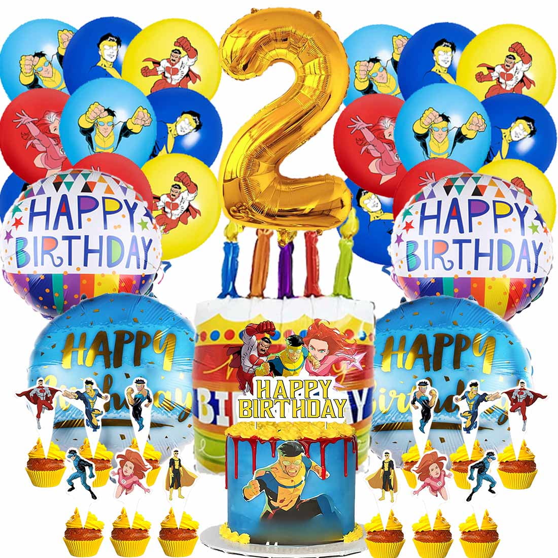 Invincible Party Supplies 2nd Decor Kit Balloons Birthday Cake Topper ...