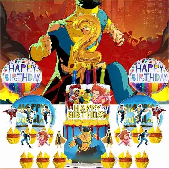 Invincible Party Supplies Decor 2nd Kit Balloons Birthday Cake Topper ...