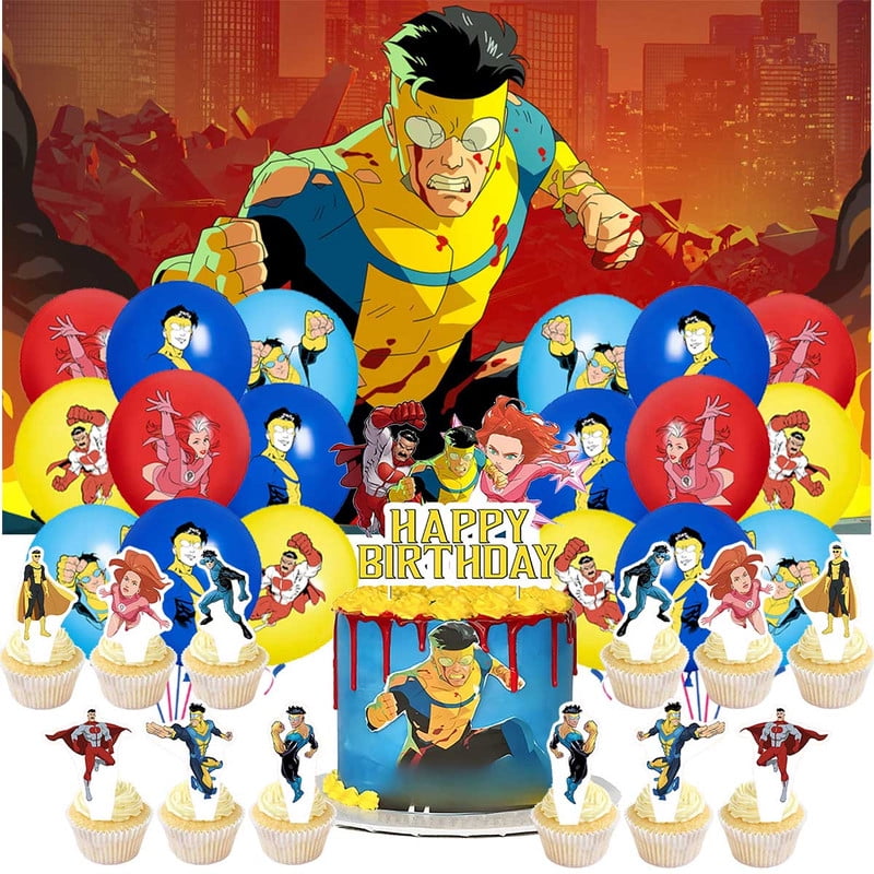 Invincible Party Supplies Latex Balloons Decor Banner Backdrop Kit ...