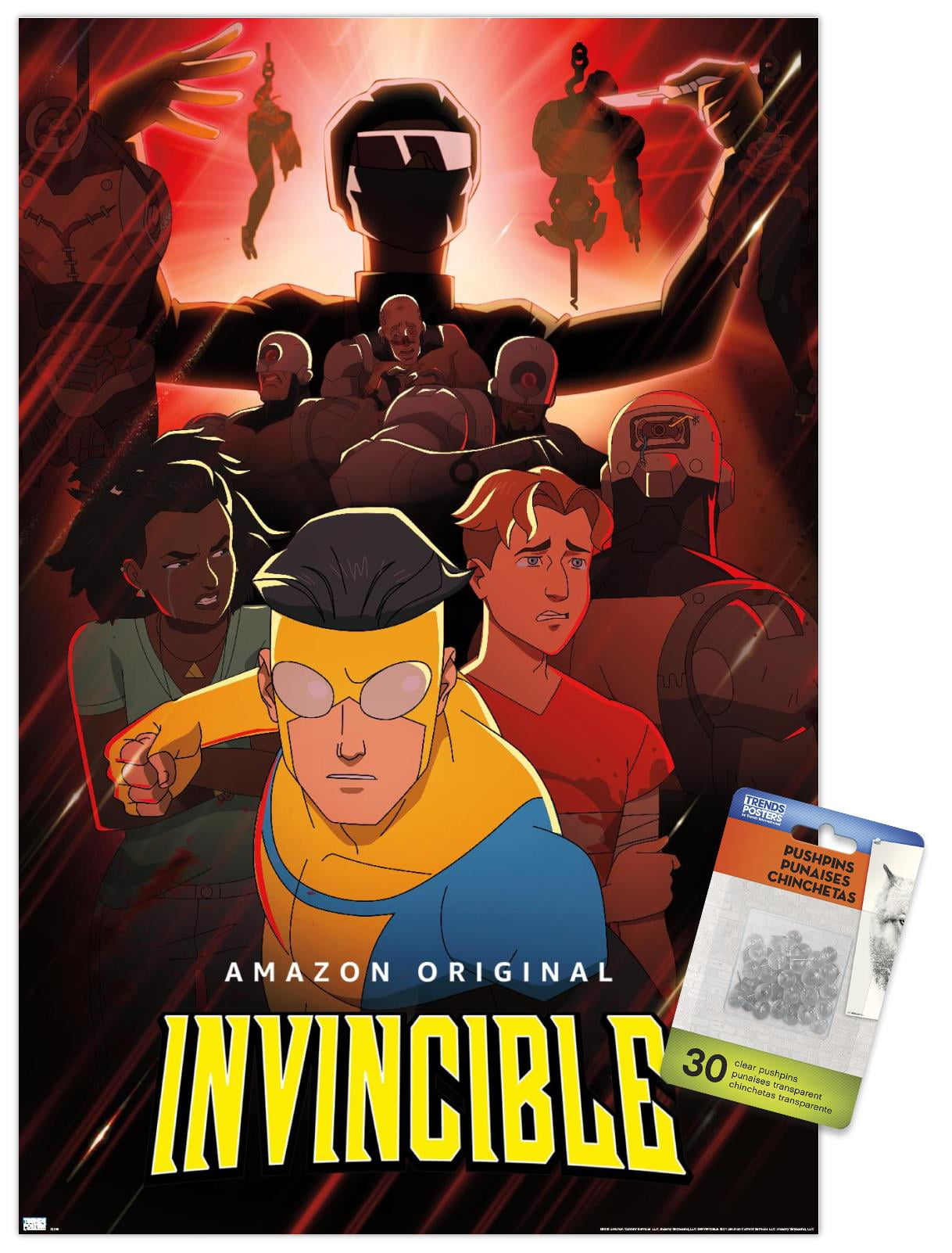 Invincible - Red One Sheet Wall Poster with Push Pins, 14.725" x 22.375 ...