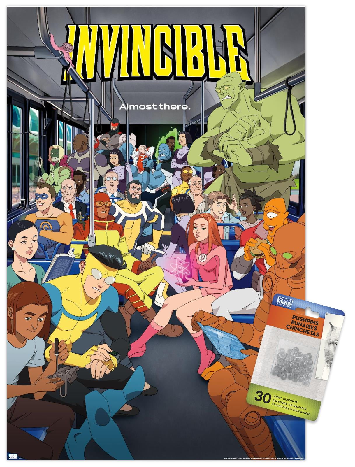 Invincible: Season 2 - Bus One Sheet Wall Poster with Push Pins, 14.725 ...