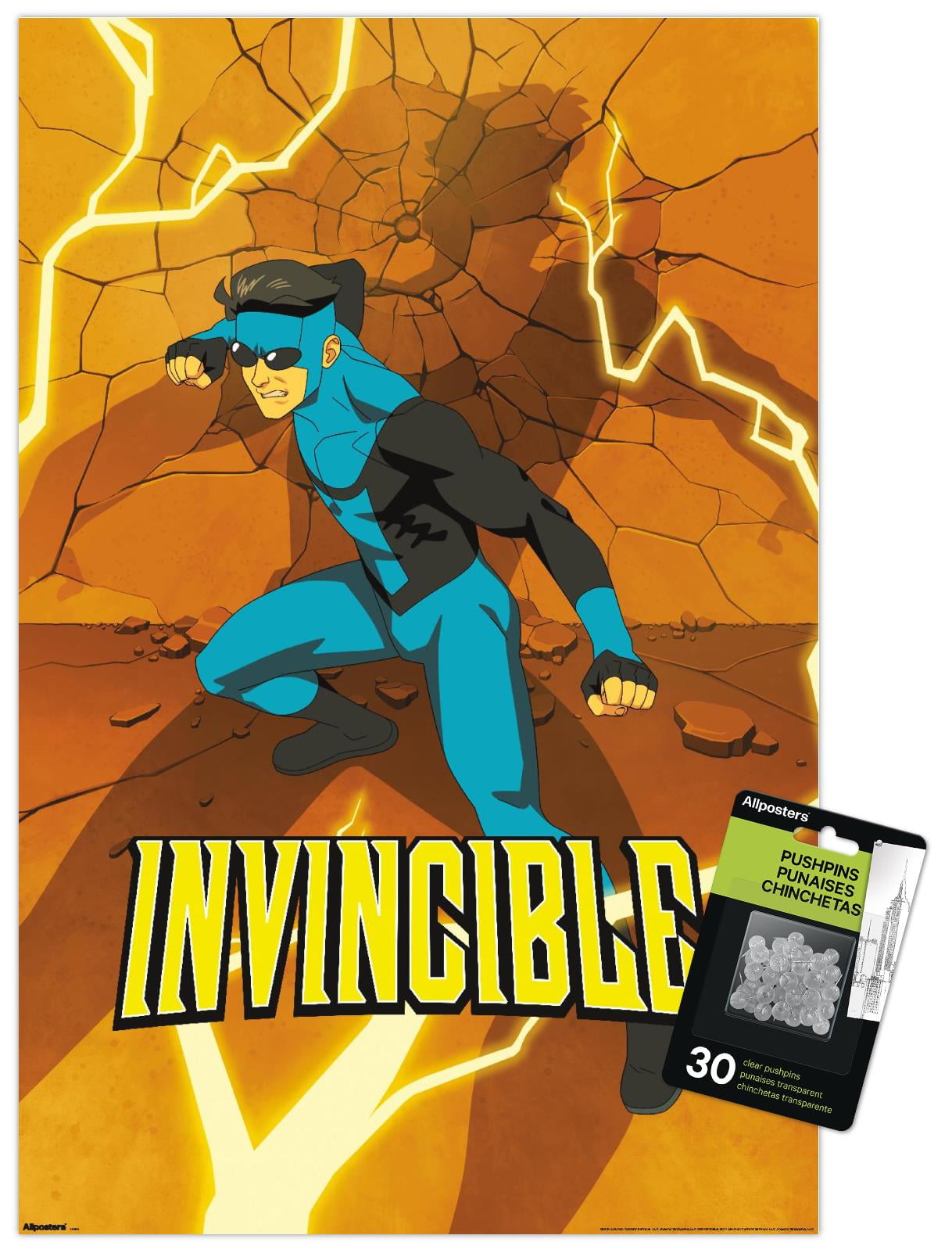 Invincible: Season 3 - Blue Suit Teaser One Sheet Wall Poster with Push ...