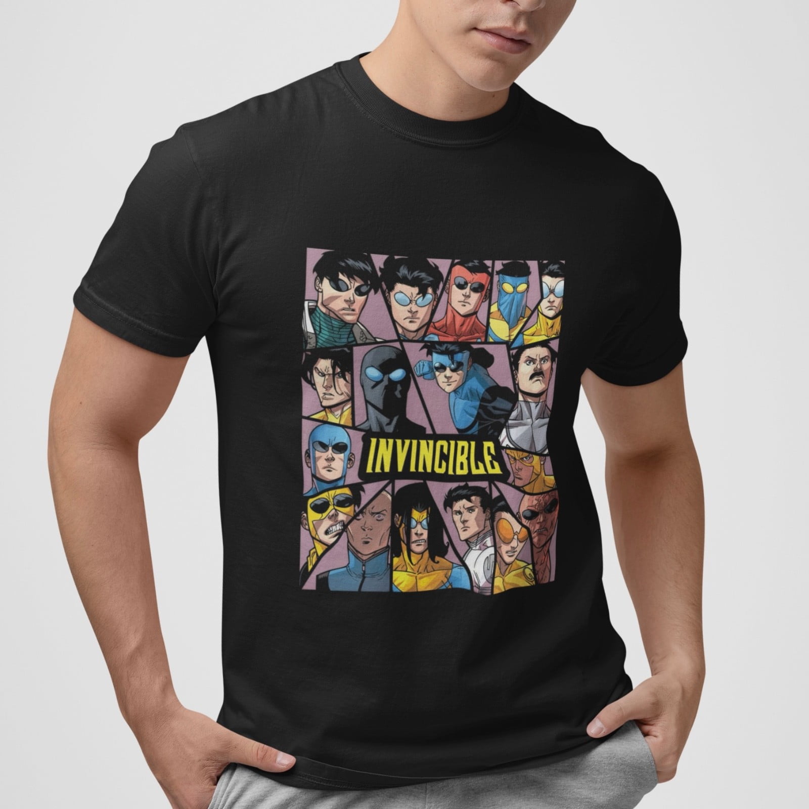 Invincible Superhero T-Shirt Comic Graphic Tee Vintage Retro Style ...